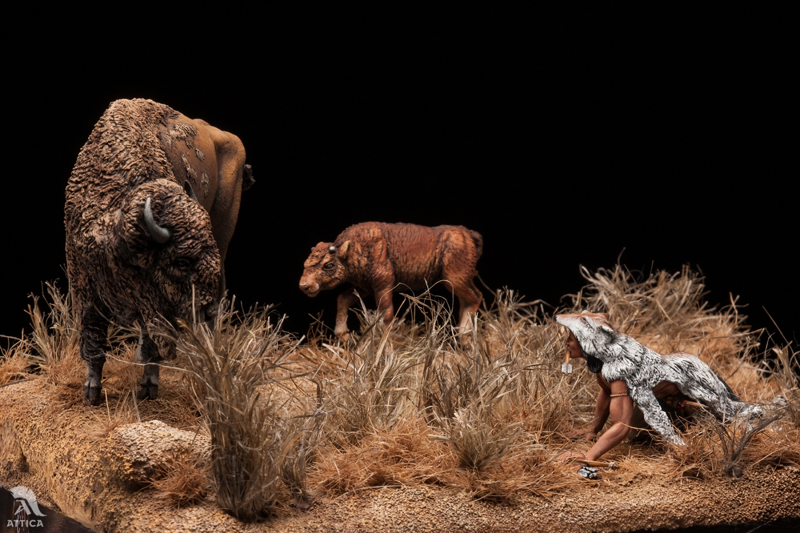 Hunter And Prey, Native American Painted Toy Soldier Art Quality
