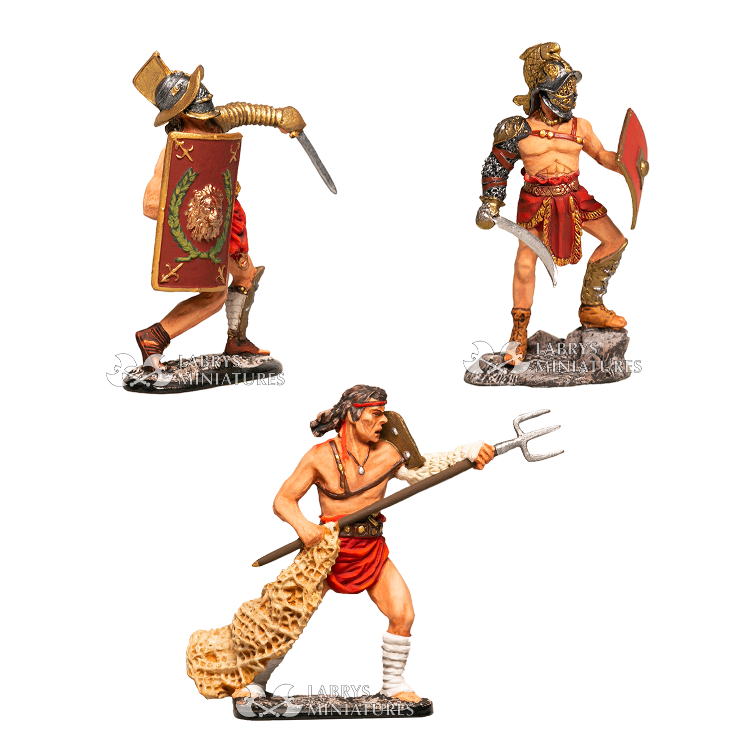 Spartacus and Gladiators, Set of 3 Figures Painted Toy Soldier Souvenir ...
