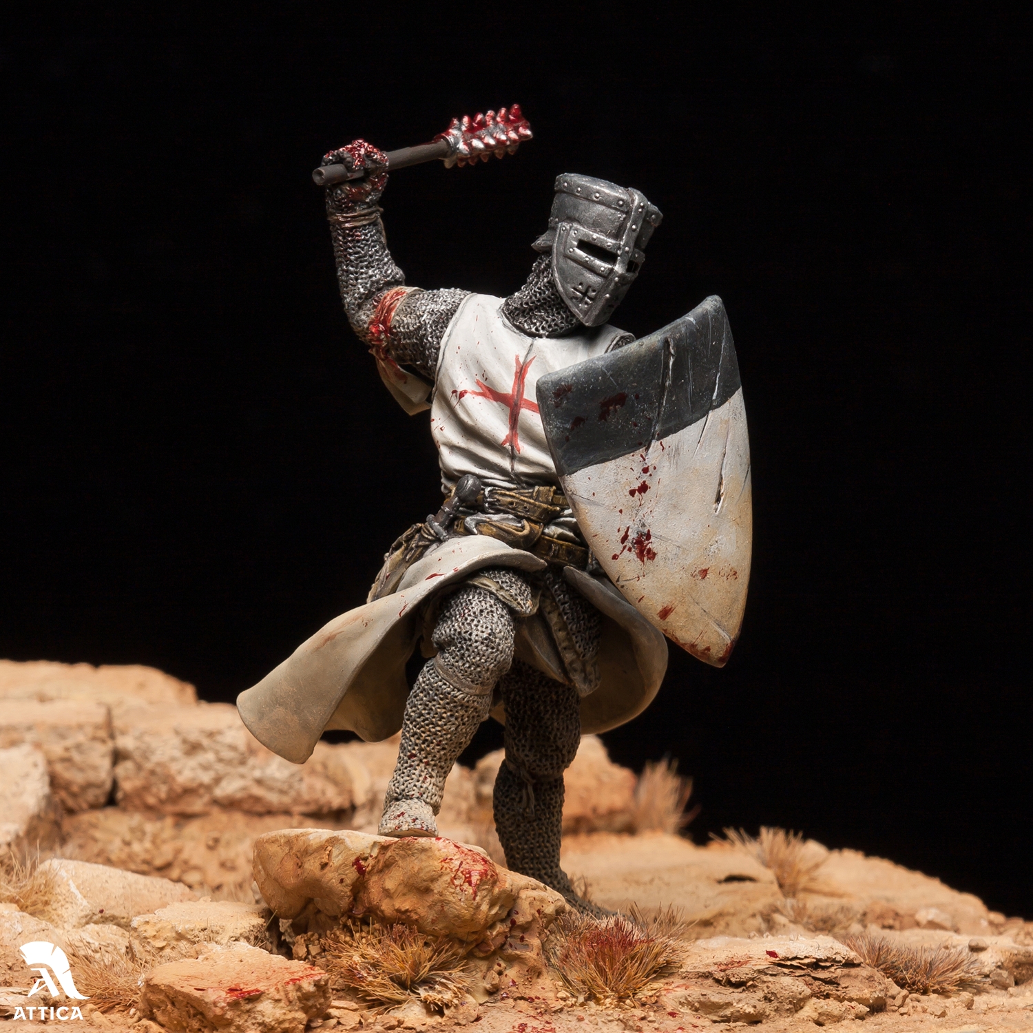 Knight Templar with mace Crusader Painted Toy Soldier Art Quality